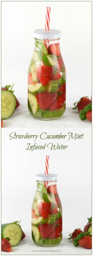 Strawberry, Cucumber & Mint Infused Water for Kids - Eats Amazing.