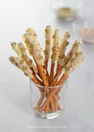 Fun and Easy Pretzel Stick Sparklers Recipe - Eats Amazing.