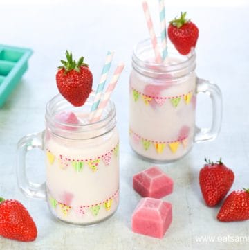 Homemade Strawberry Milkshake Ice Cubes Recipe - Eats Amazing.