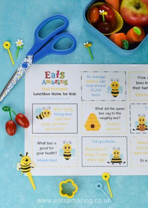 Fun Bee Themed Lunchbox Notes for Kids - Eats Amazing.