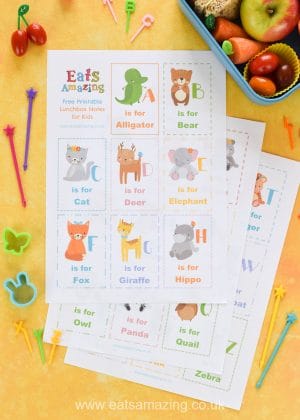 FREE Animal Alphabet Lunchbox Notes for Kids - Eats Amazing.