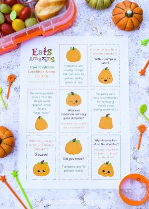 FREE Pumpkin Themed Lunchbox Notes for Kids - Eats Amazing.