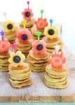 Fruit Flower Topped Mini Pancake Stacks Recipe - Eats Amazing.