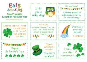 FREE St Patrick's Day Printable Lunchbox Notes for Kids - Eats Amazing.