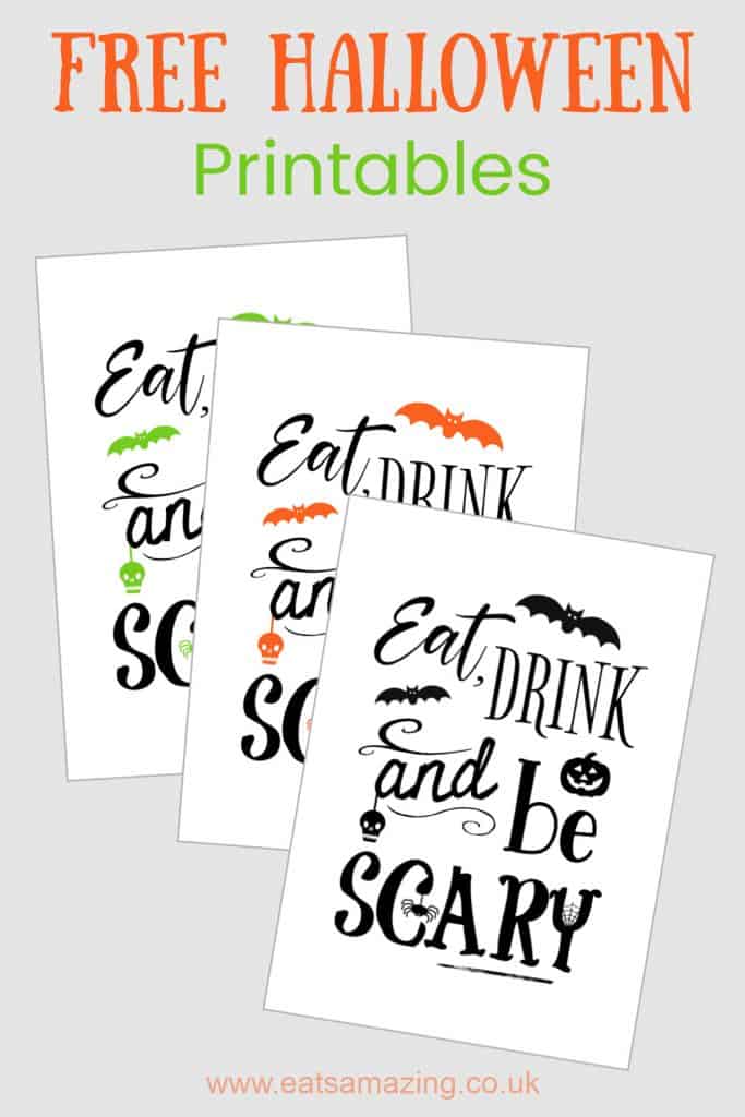 FREE Halloween Printable - Eat Drink and be Scary! - Eats Amazing.