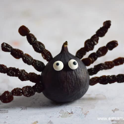 Fun Healthy Halloween Snack - Fig and Raisin Spiders - Eats Amazing.