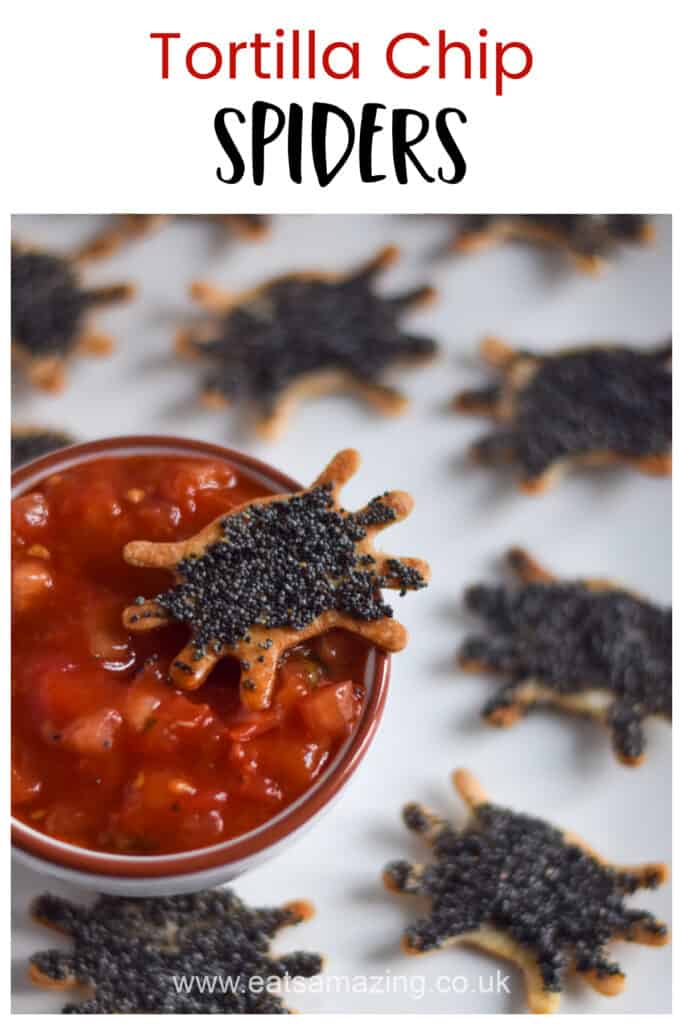 Spooky Spider Tortilla Chips Recipe - Eats Amazing.